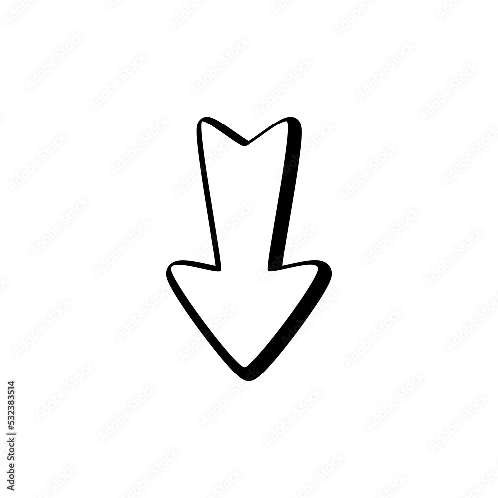 Arrow drawing with transparent background. Comic type illustration png ...