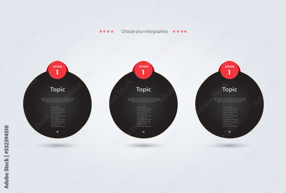 3 buttons of Vector infographic template, SET of three process ...