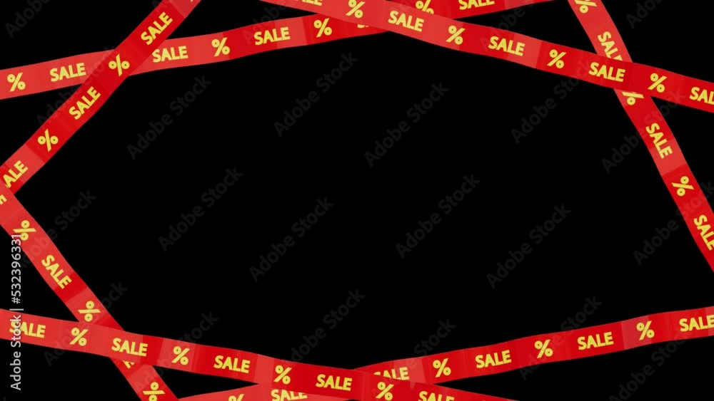 Rolling out realistic sale tapes with discount sign isolated on ...