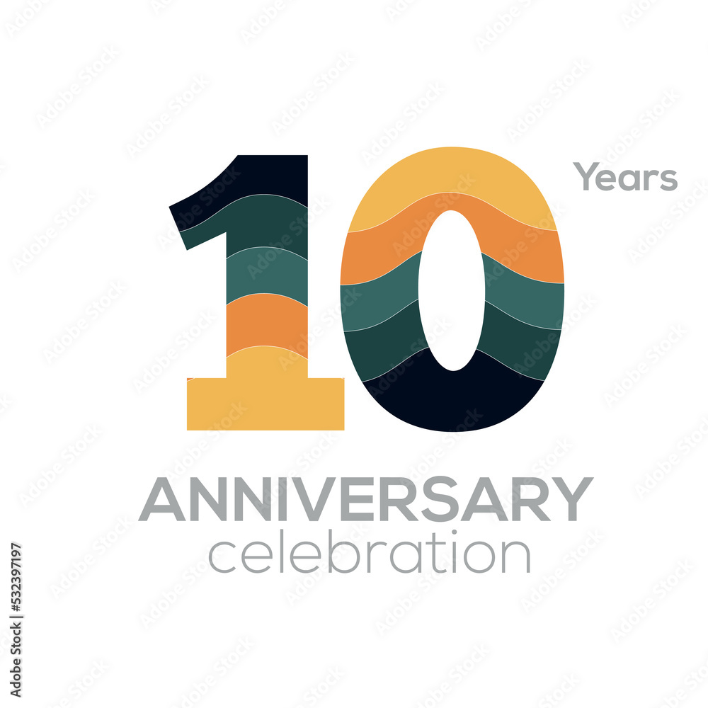 10th Anniversary Logo Design, Number 10 Icon Vector Template.Minimalist ...