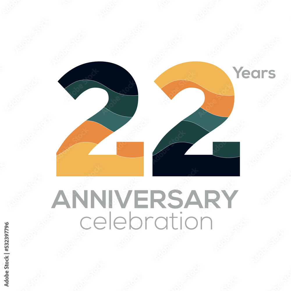22nd Anniversary Logo Design, Number 22 Icon Vector Template.Minimalist ...
