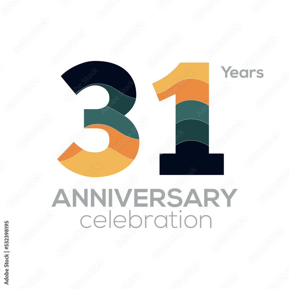 Vetor de 31st Anniversary Logo Design, Number 31 Icon Vector Template ...