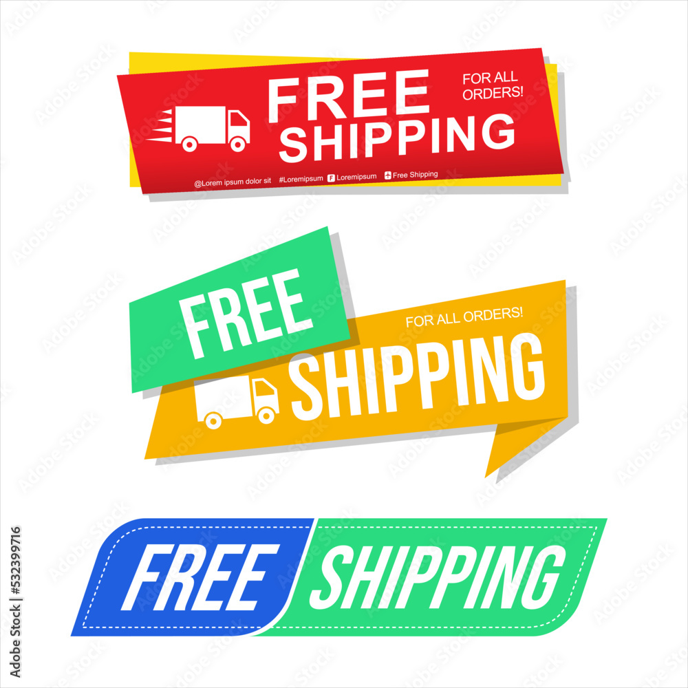 Collection of FRRE SHIPPING product banner flat design for apps and ...