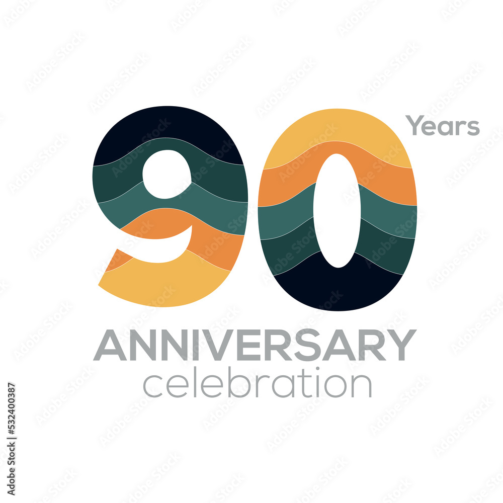 90th Anniversary Logo Design, Number 90 Icon Vector Template.Minimalist ...