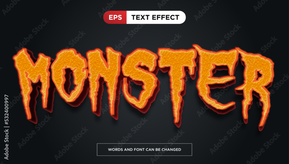 Monster text effect editable horror and scary font style Stock Vector ...