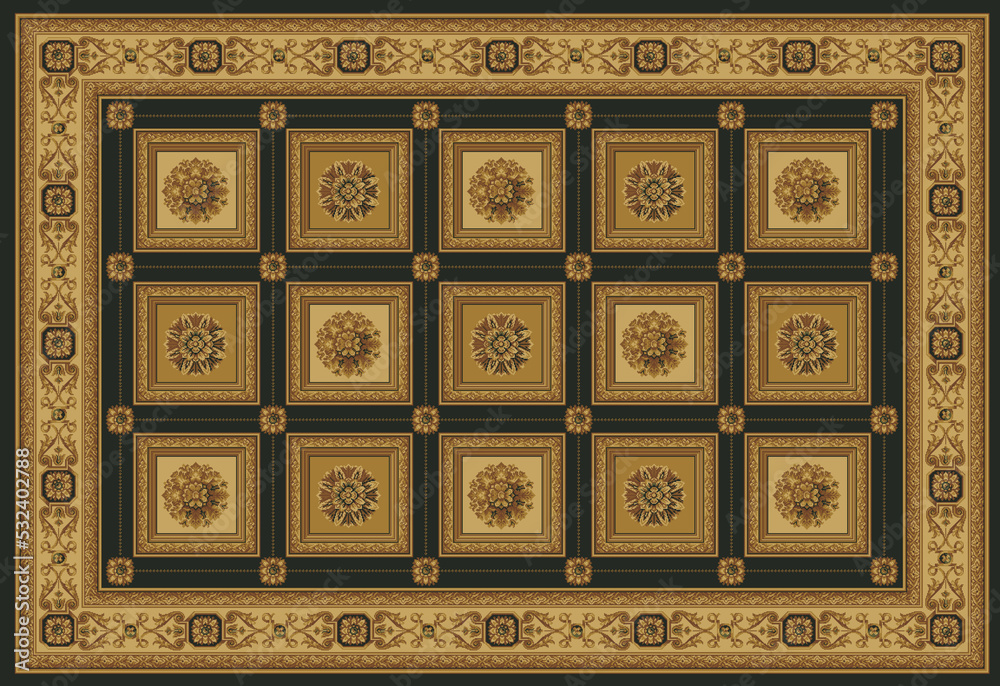 Persian rugs old carpet with border UHQ work Stock Illustration | Adobe ...