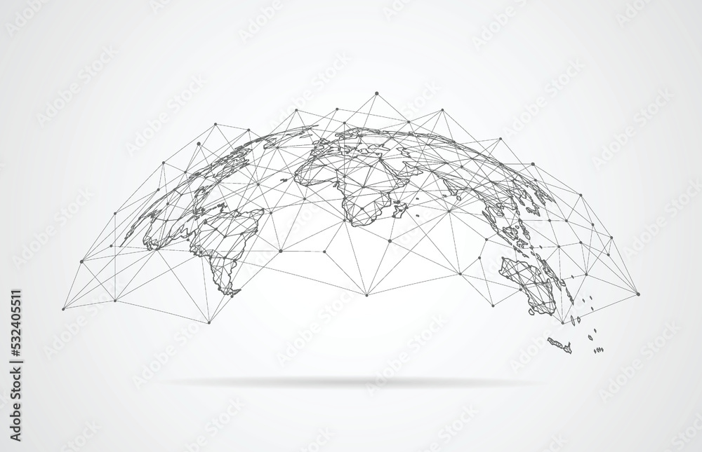 Global network connection. World map point and line composition concept ...