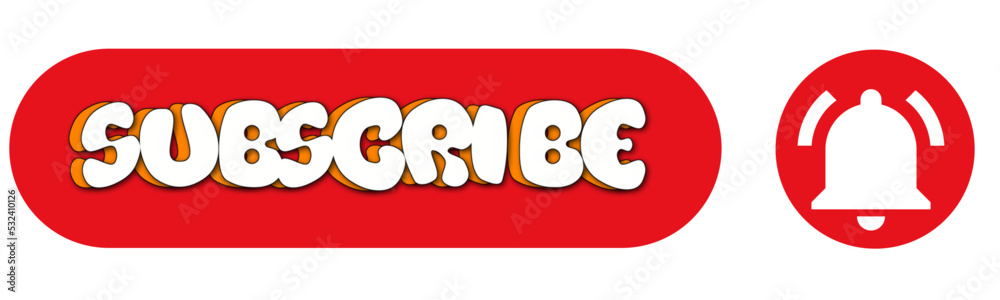 Subscribe Button with Bell Icon. Subscribe, bell button and hand cursor. Red button subscribe to ...