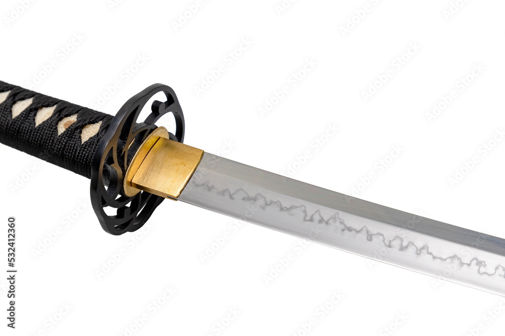 The 'habaki' - collar is made of polished brass. It is at the base of a ...