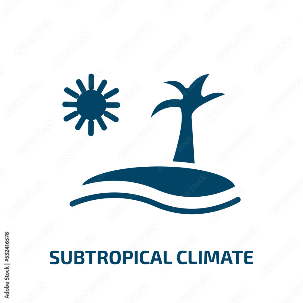 subtropical climate icon from weather collection. Filled subtropical ...