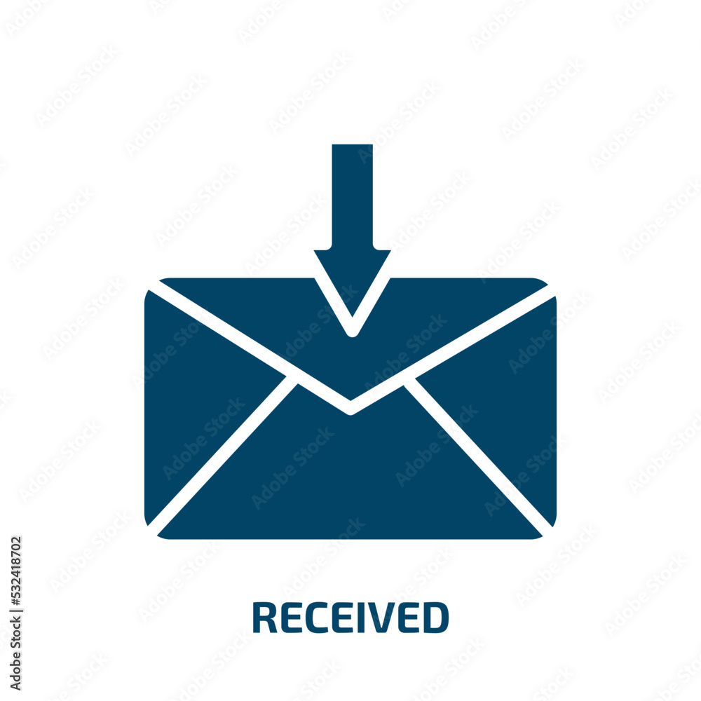 received icon from technology collection. Filled received, receive ...