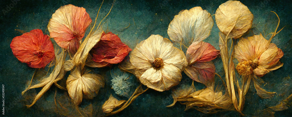 Flower design inspired by Leonardo Da Vinci. Wildflower pattern design ...