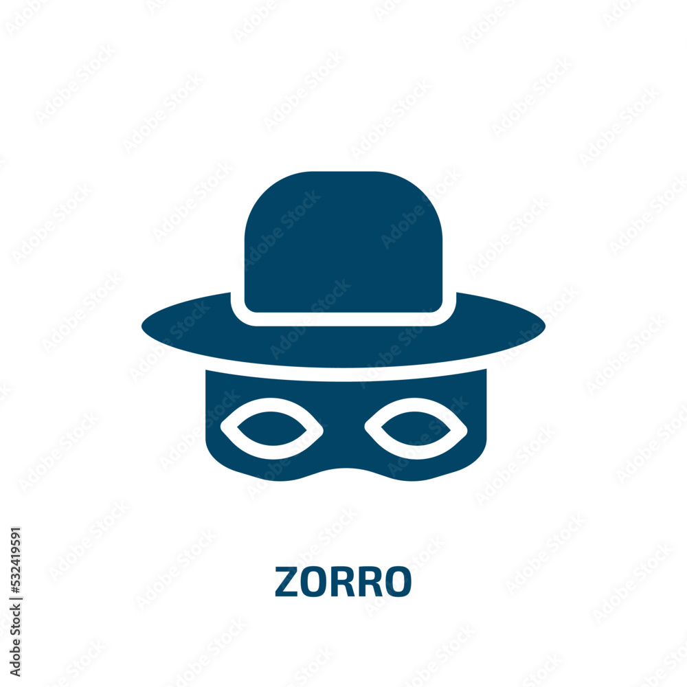 zorro icon from people collection. Filled zorro, theater, costume glyph ...