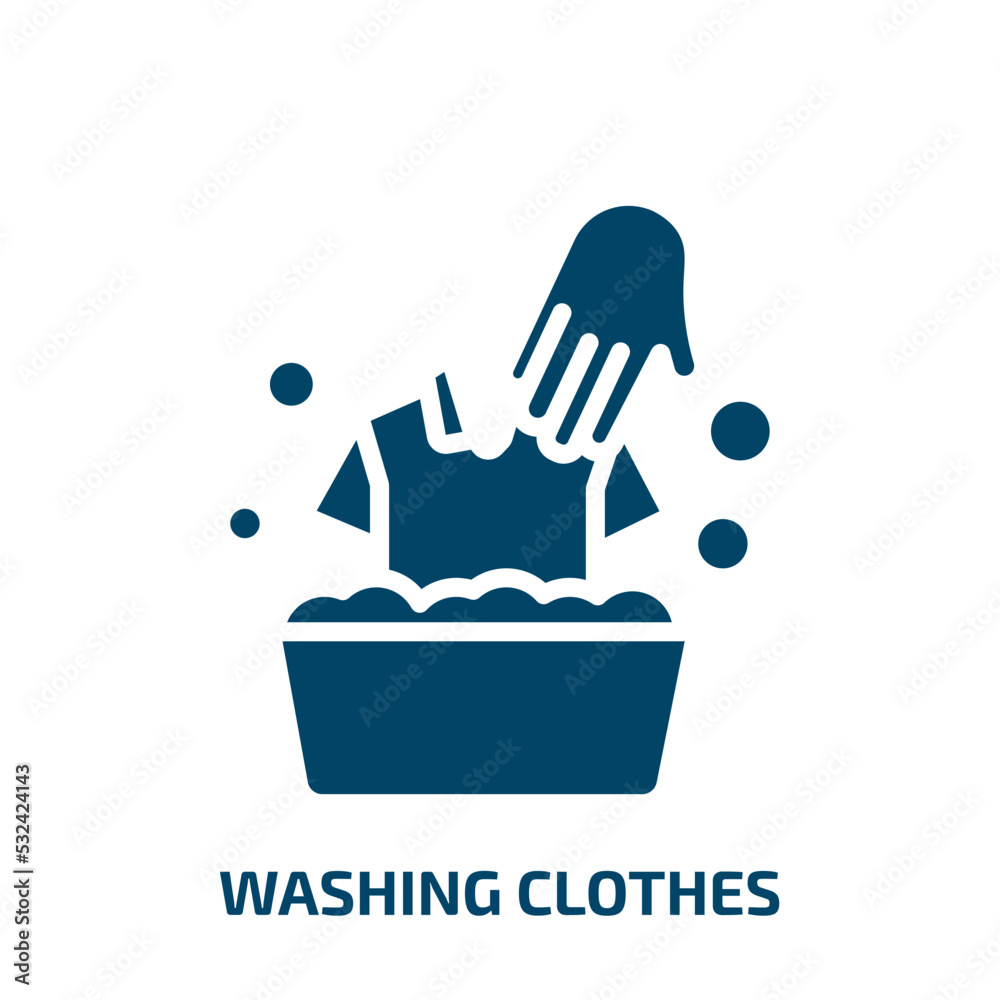 washing clothes icon from cleaning collection. Filled washing clothes ...