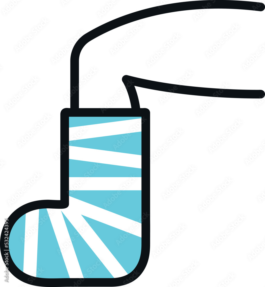 Leg in plaster cast. Broken bone treatment icon Stock Vector | Adobe Stock