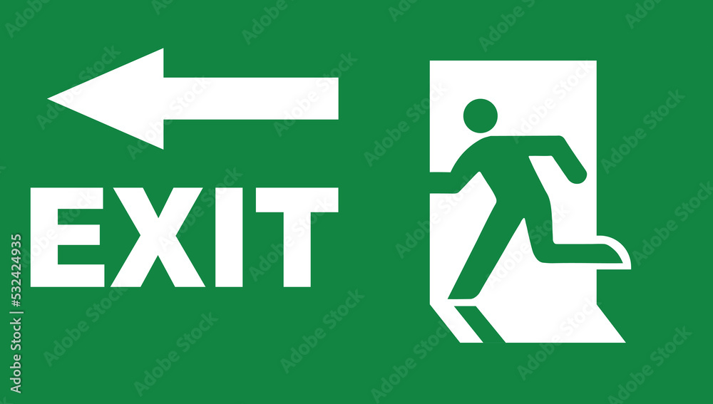 Exit Emergency green symbol sign. Fire exit green symbol sign. Stock ... Exit Emergency green symbol sign. Fire exit green symbol sign. Stock ...