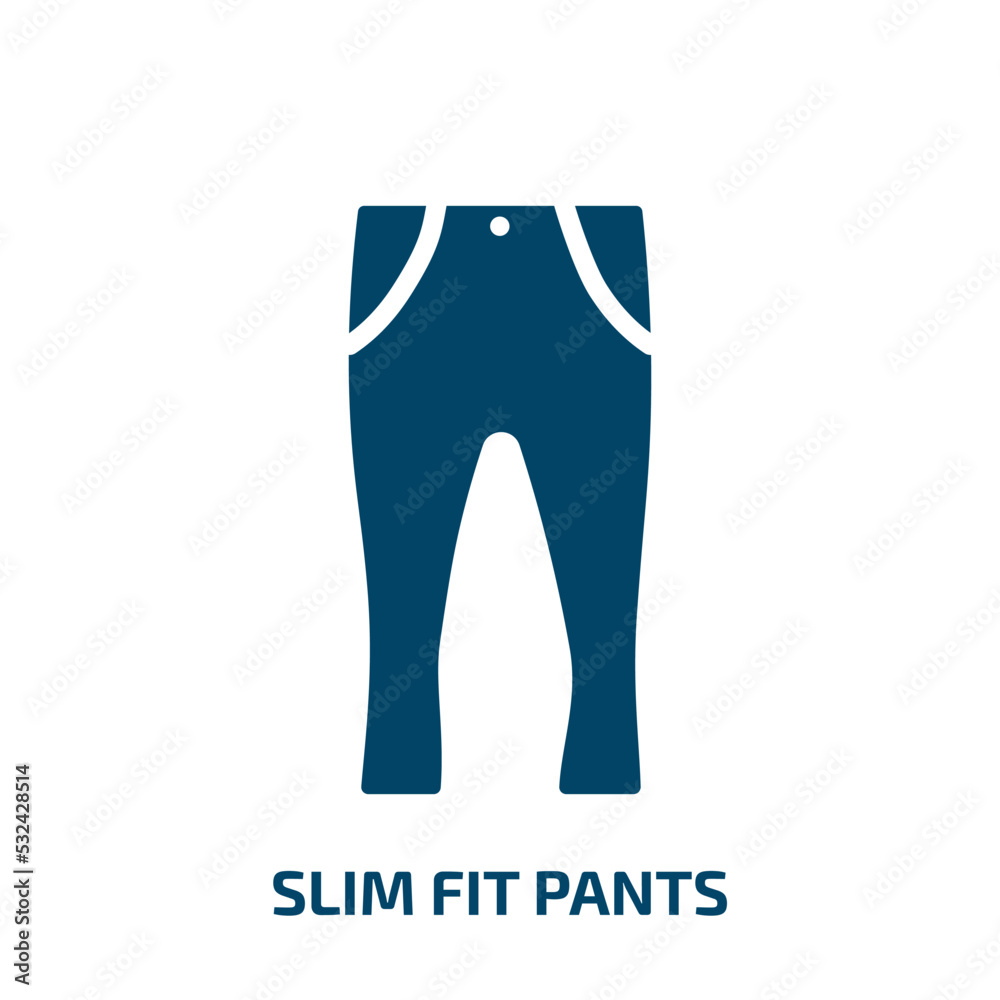 slim fit pants icon from clothes collection. Filled slim fit pants ...