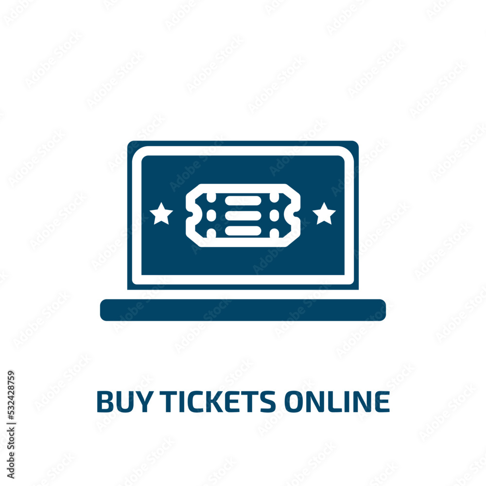 buy tickets online icon from cinema collection. Filled buy tickets ...