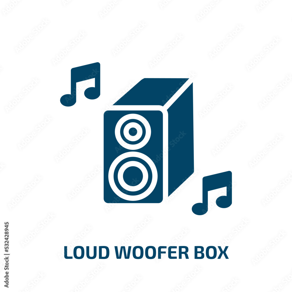 loud woofer box icon from cinema collection. Filled loud woofer box ...