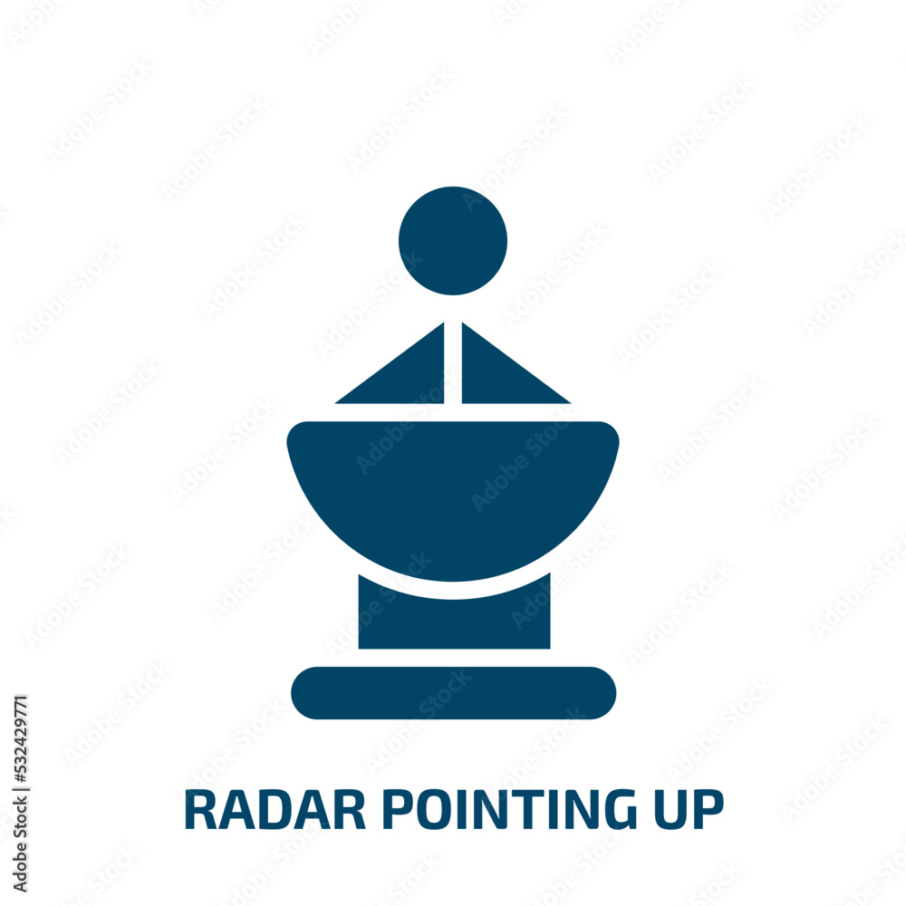 radar pointing up icon from astronomy collection. Filled radar pointing up, radar, point glyph ...
