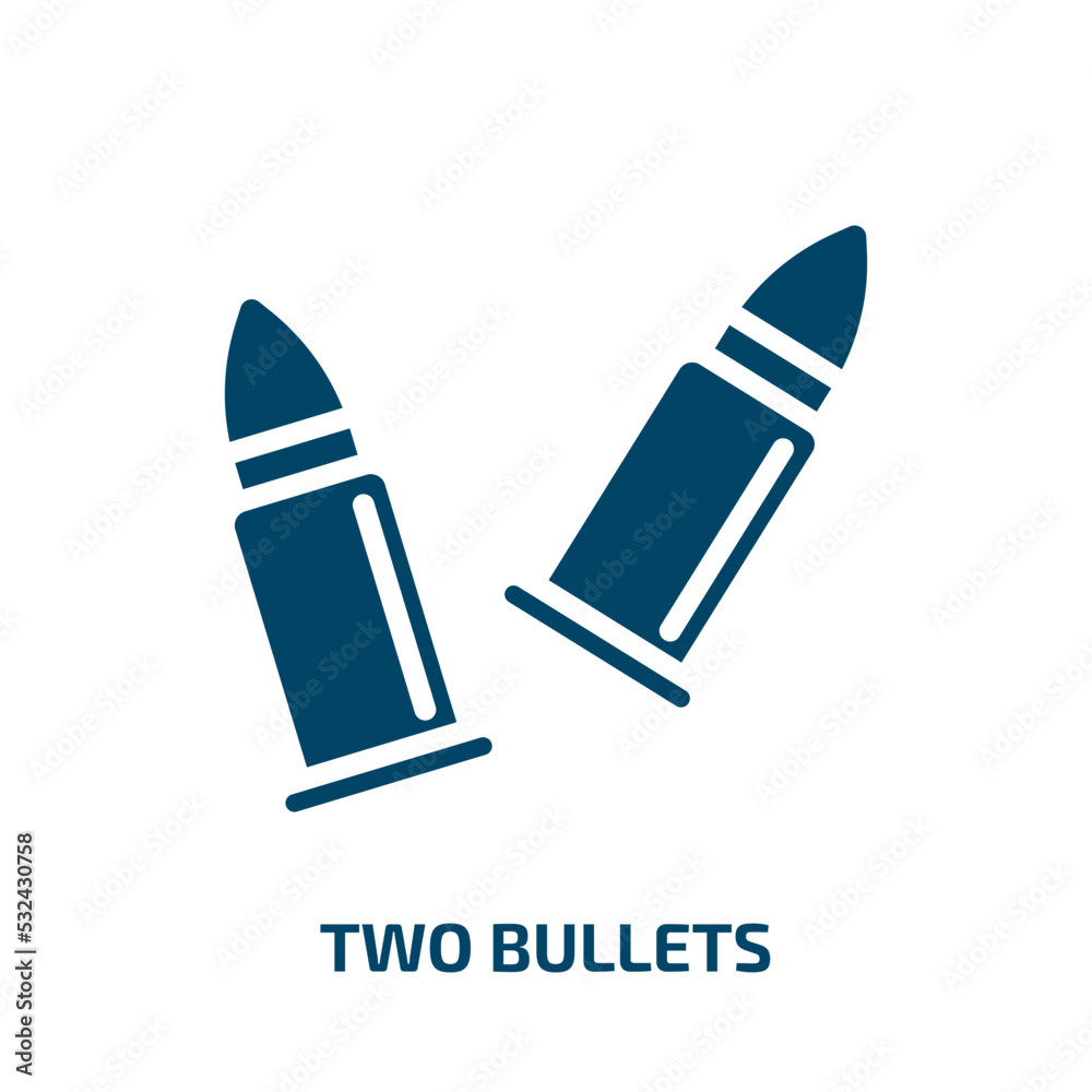 two bullets icon from army and war collection. Filled two bullets, number, button glyph icons ...