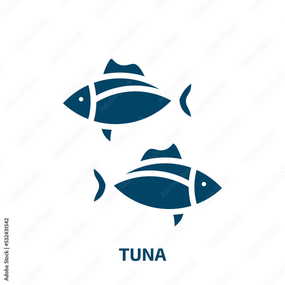 tuna icon from animals collection. Filled tuna, salmon, seafood glyph ...