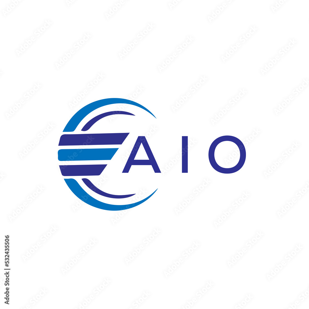 AIO letter logo. AIO blue image on white background. AIO vector logo ...