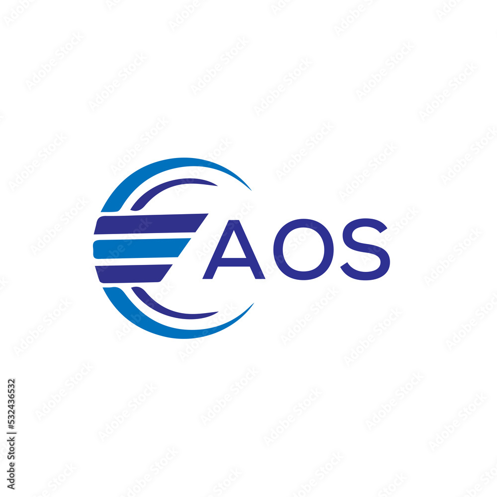 AOS letter logo. AOS blue image on white background. AOS vector logo ...