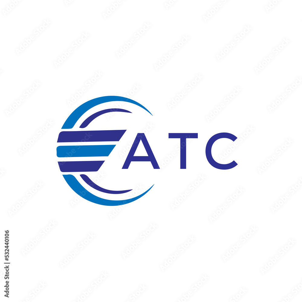 ATC letter logo. ATC blue image on white background. ATC vector logo ...