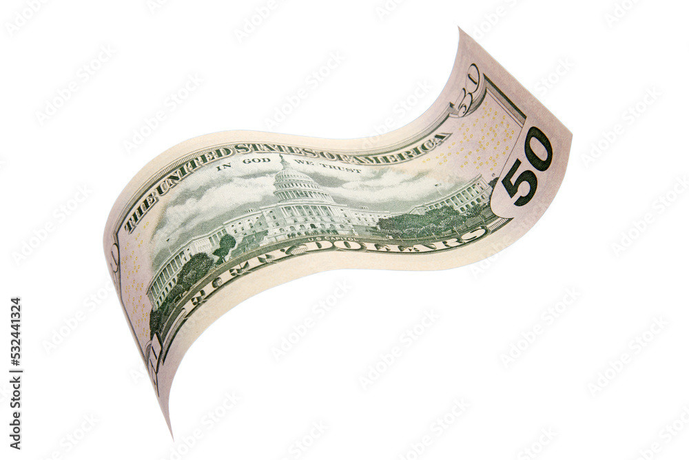 fifty dollar bill flying, png file Stock Photo | Adobe Stock