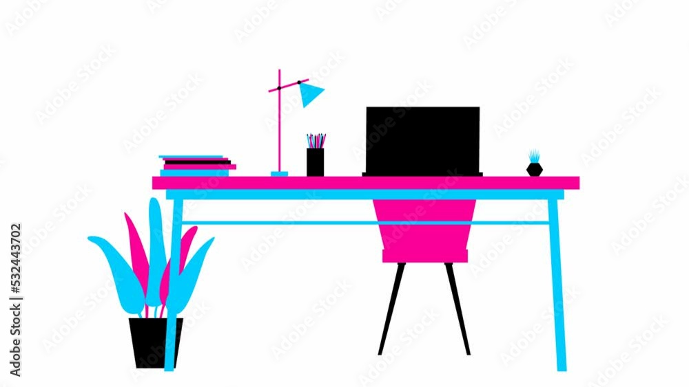 Animated workplace of designer. Modern flat design concept of work in ...