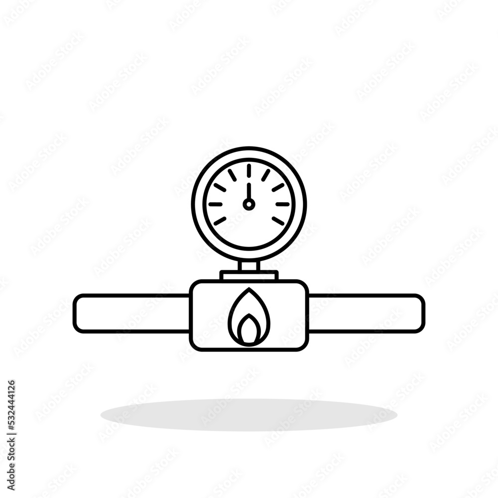 Gas pipeline with meter icon in trendy flat style. Natural gas pipeline ...