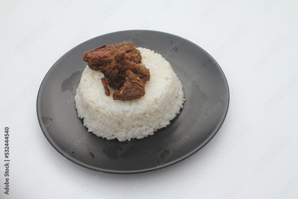 Poster a plate of rice and beef rendang – Wall Art | UkPosters