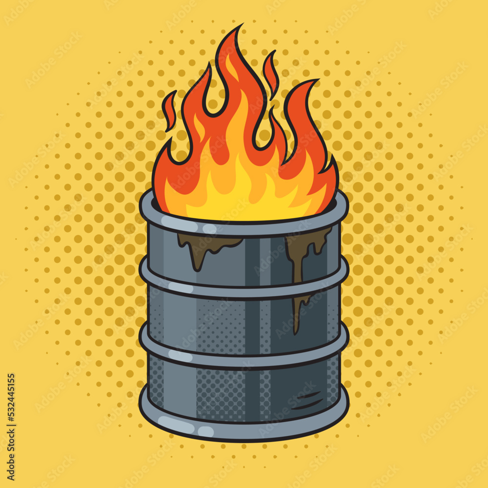 fire in barrel pinup pop art retro vector illustration. Comic book ...