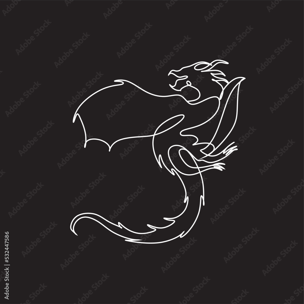 Dragon body line drawing symol. Digital line art. Design for tattoo ...