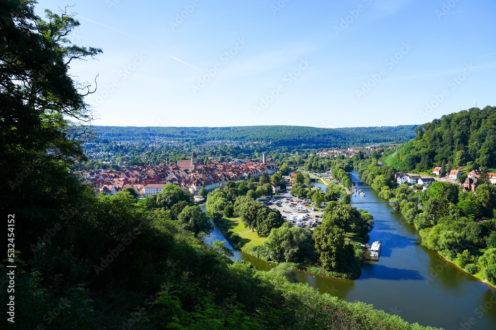 View of Hann. Münden from the Weserliedanlage. Panorama landscape from ...