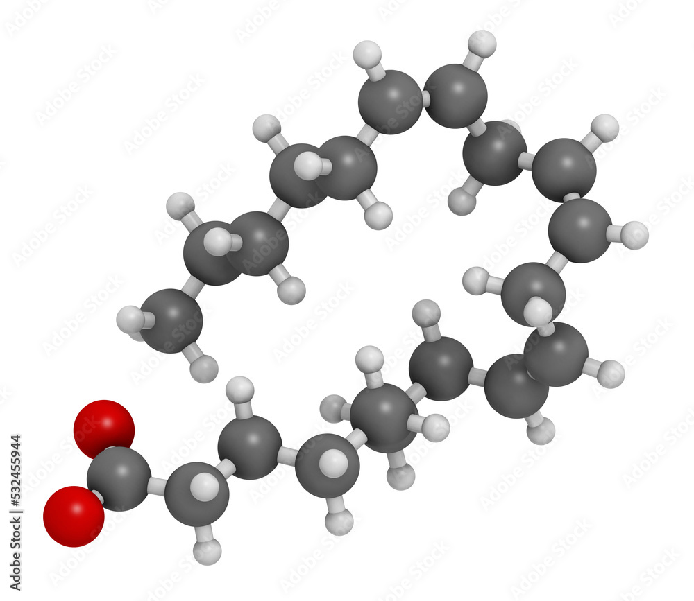 Dihomo-γ-linolenic acid (DGLA) fatty acid molecule. Omega 6-fatty acid ...