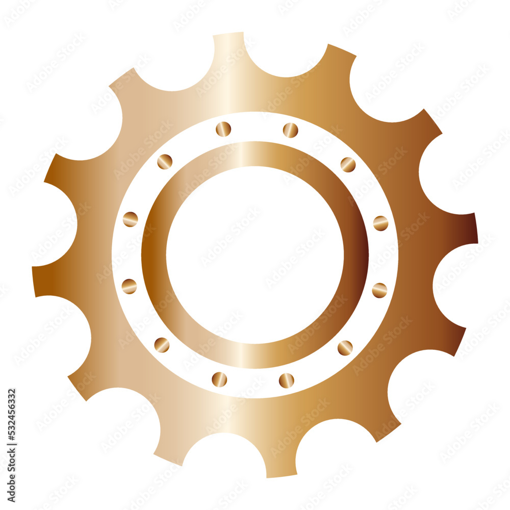 Gear, cogwheel in copper color. Flat design element. Isolated vector ...