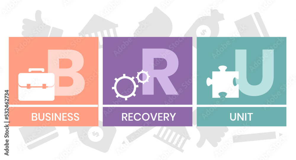 BRU - business recovery unit. acronym business concept. vector ...