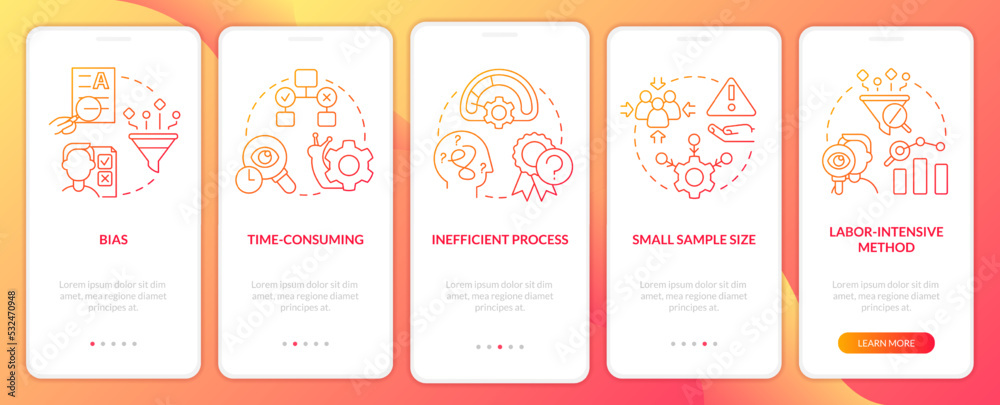 Disadvantages of case study red gradient onboarding mobile app screen ...