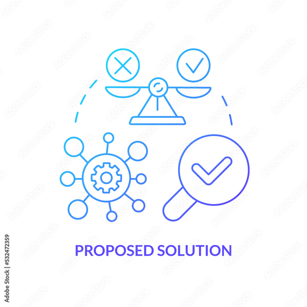 Proposed solution blue gradient concept icon. Decision making for best ...