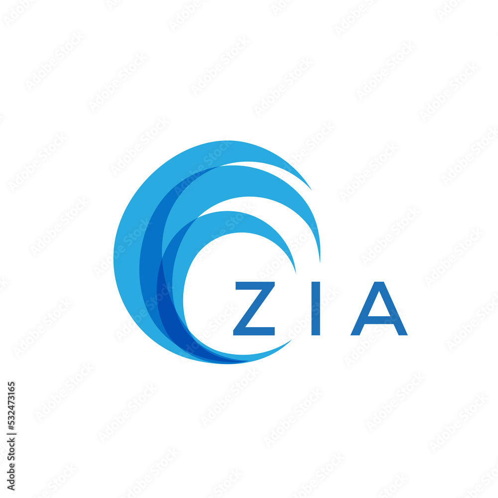 ZIA letter logo. ZIA blue image on white background. ZIA Monogram logo ...