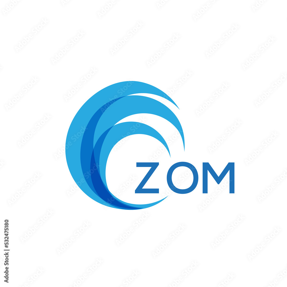ZOM letter logo. ZOM blue image on white background. ZOM Monogram logo ...