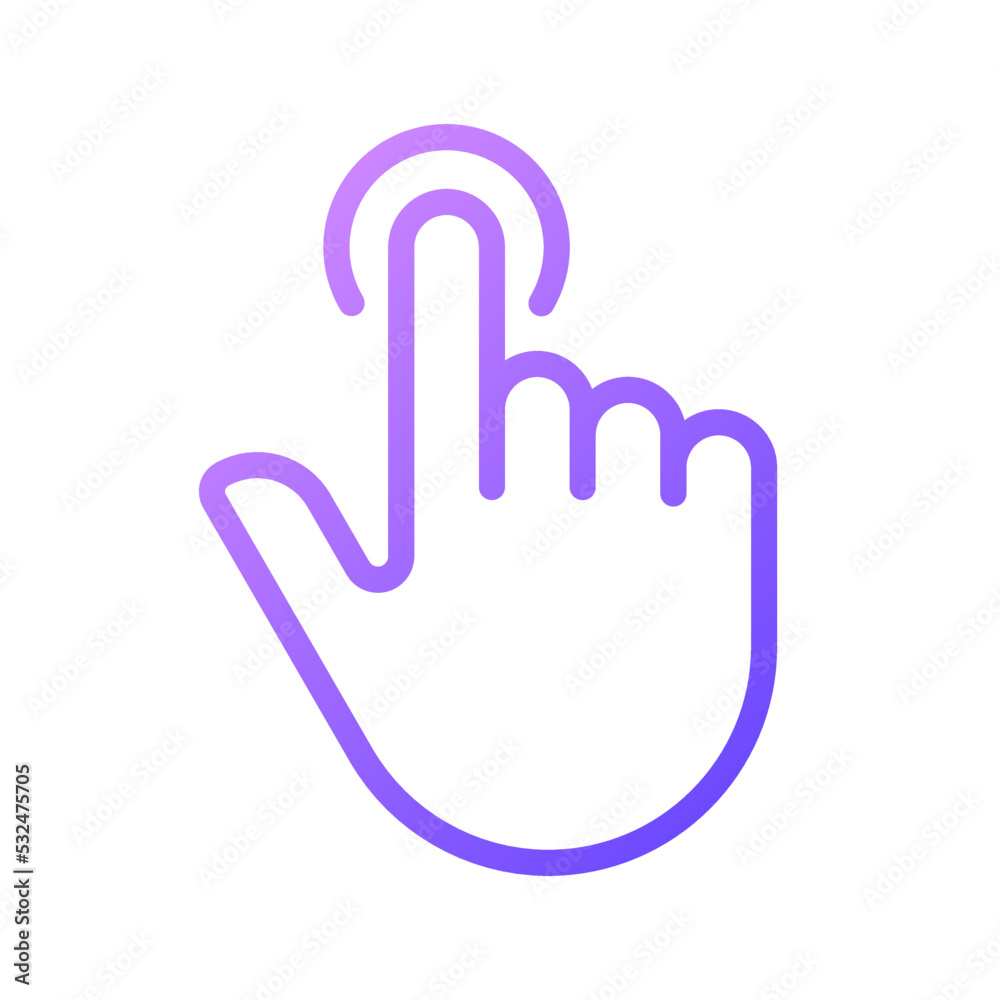 Finger touch gradient linear vector icon. Touchscreen control gesture. Smartphone display ...