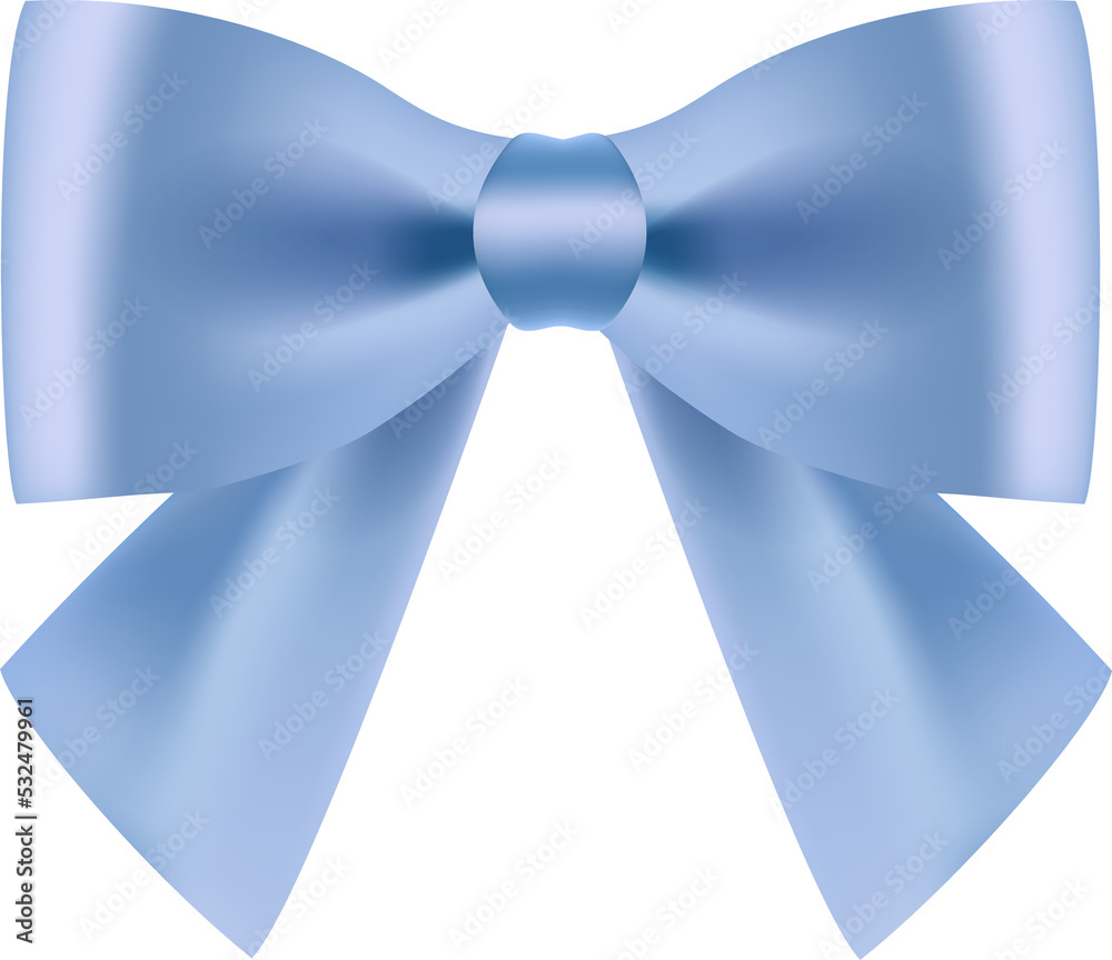 Elegant shiny light blue satin bow illustration. Bow isolated on ...