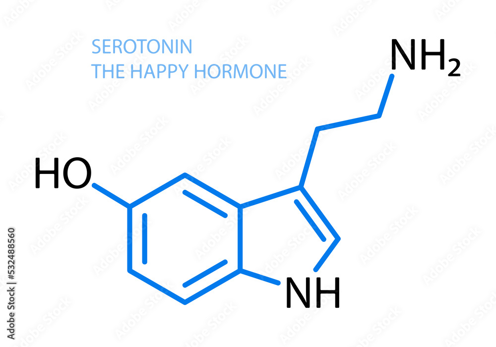 Serotonin the happy hormone vector moleculat structure illustration ...