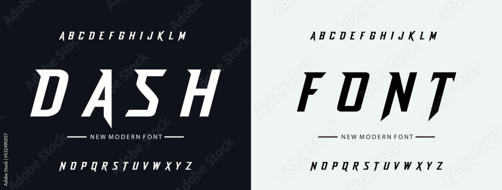 DASH, Sports minimal tech font letter set. Luxury vector typeface for ...