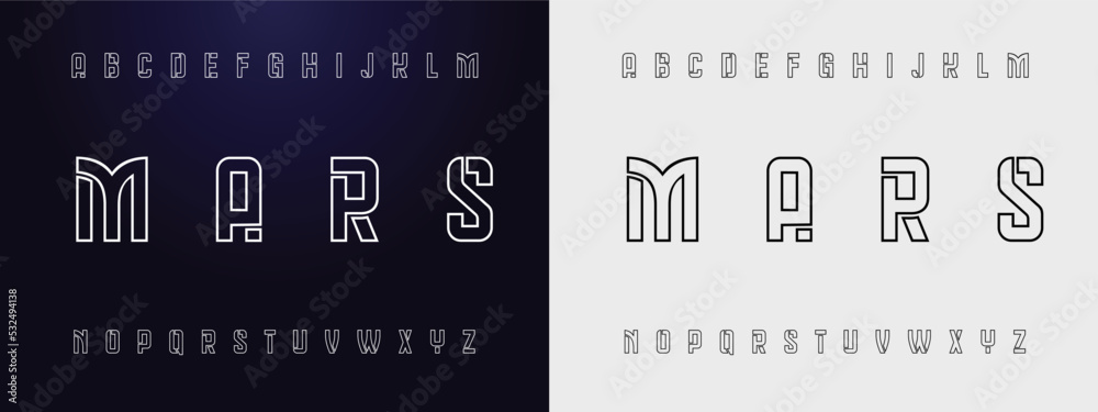 MARS Sports minimal tech font letter set. Luxury vector typeface for ...