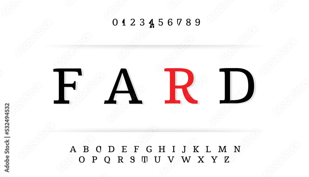FARD Sports minimal tech font letter set. Luxury vector typeface for ...