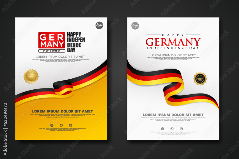 Set poster design Germany unity day background template Stock Vector ...